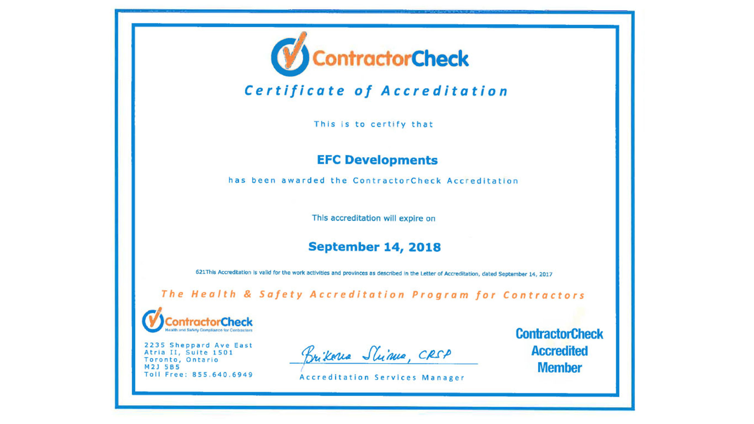 We are now ContractorCheck accredited - EFC Developments